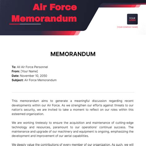 Free Air Force Memorandum Template To Edit Online