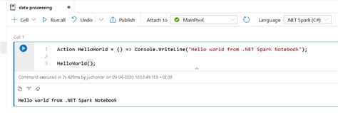 Using Notebook With Net Spark Engine In Azure Synapse Julien Chomarat