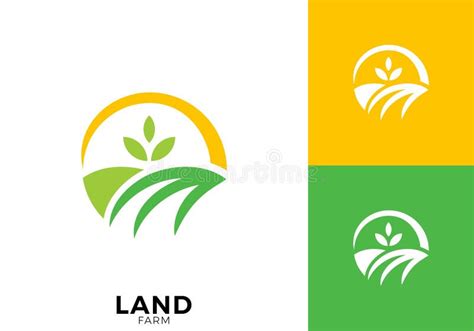 Leaf With Sun Logo Creative Farm Land Design Symbol Concept Stock