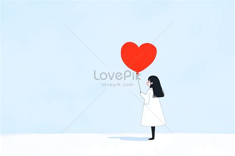 풍선을 들고 만화 소녀 일러스트 무료 다운로드 Lovepik