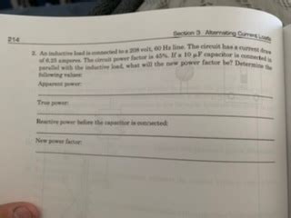Solved Section 3 Alternating Current 2 An Inductive Load Is Chegg Com