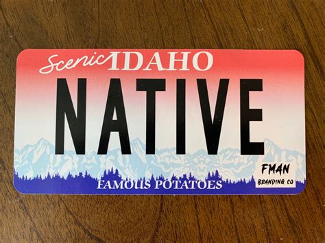 Scenic Idaho License Plate Native Sticker Etsy