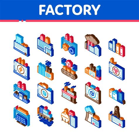 Factory Industrial Isometric Icons Set Vector 18040415 Vector Art At
