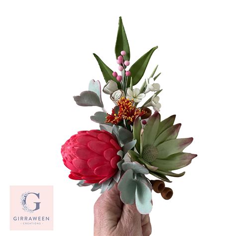 Red Protea And Leucadendron Native Flower Spray