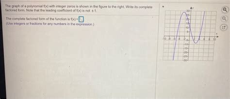 Solved The Graph Of A Polynomial Fx With Integer Zeros Is