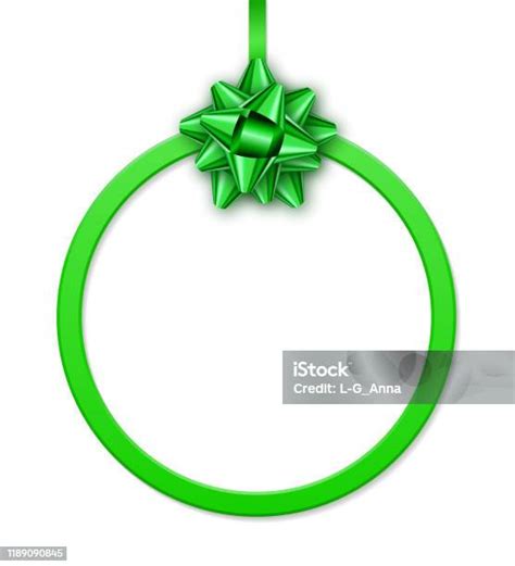 흰색 배경에 녹색 으로 묶인 활이있는 둥근 프레임 공간을 복사합니다 기념일 생일 초대장 배너 카드 포스터 전단지 프로모션 템플릿 디자인 그래픽 요소입니다 벡터 0명에 대한