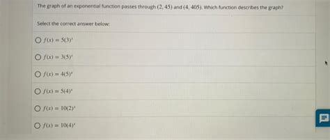 solved the graph of an exponential function passes through