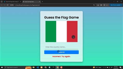 Guess The Flag Game Using Html Css And Javascript With Source Code Youtube