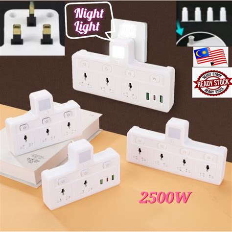 Multi Socket T Adaport Usb Universal Extension Plug Universal Adapter Trailing Socket With Night