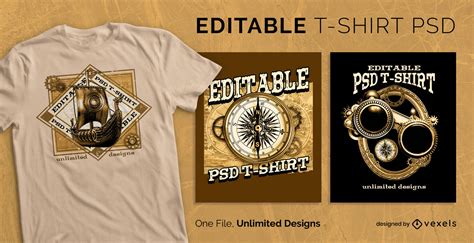 Steampunk Compass Scalable T Shirt Psd Psd Editable Template