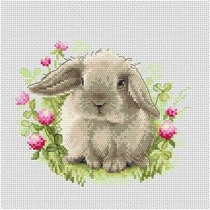 Bunny In Clover Digital Counted Cross Stitch Patternpdf Etsy
