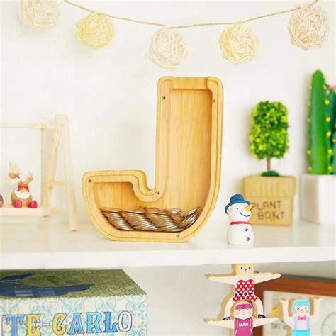 Badu Bg Двадесет и шест английска дървена касичка с писма Персонализирани прозрачни орнаменти за