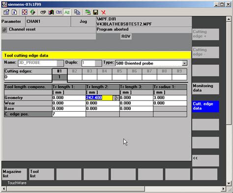 Updating A Tool Offset For A Siemens Lathe
