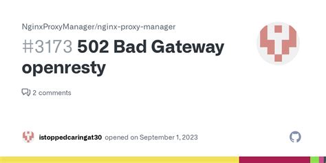 502 Bad Gateway Openresty · Issue 3173 · Nginxproxymanagernginx Proxy Manager · Github