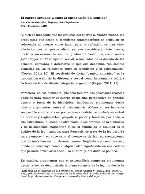 Begonya Saez I Ana Cecilia González El Cuerpo Sexuado Ycomo La