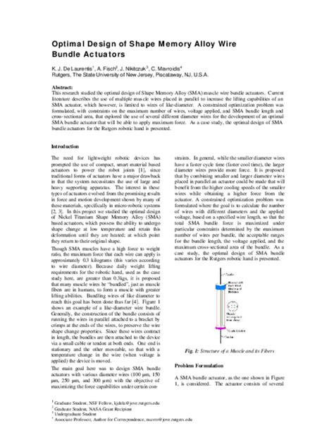 Pdf Optimal Design Of Shape Memory Alloy Wire Bundle Actuators