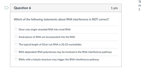 Solved Which Of The Following Statements About RNA Chegg Com
