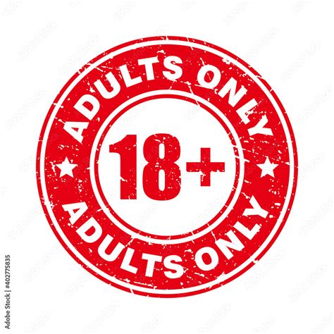 Abstract Red Grungy Adults Only Rubber Stamp Sign With Circle Shape
