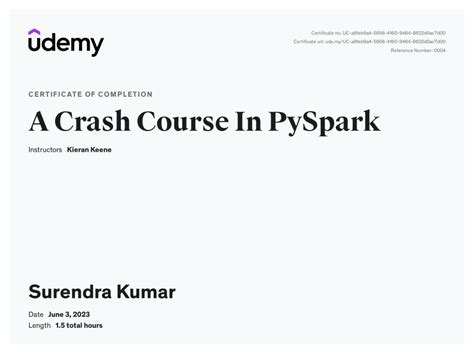 Udemy Course Completion Certificate Surendra Kumar
