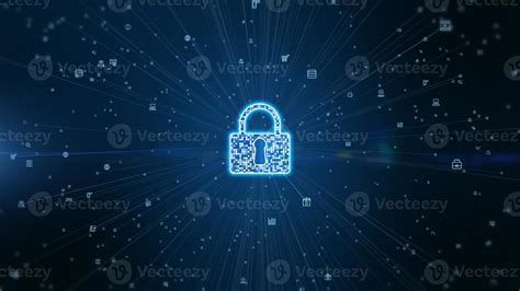 Lock Icon Cyber Security Of Digital Data Network Protection High Speed Connection Data Analysis