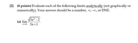 solved evaluate each of the following limits analytically