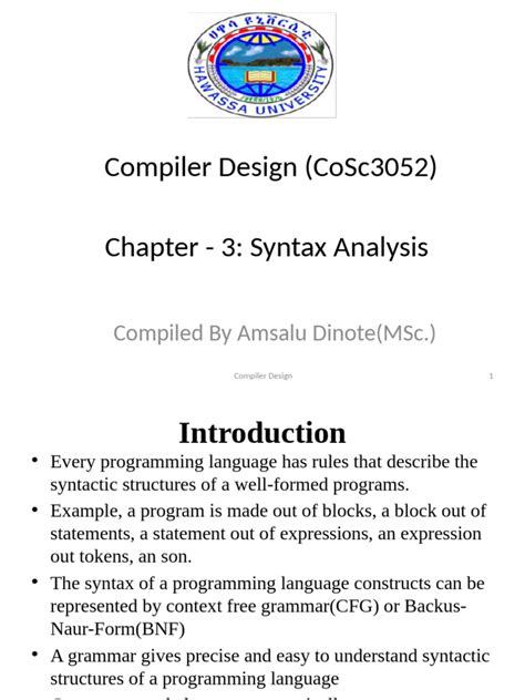 Chapter 3 Syntax Analysis 2021 Pdf