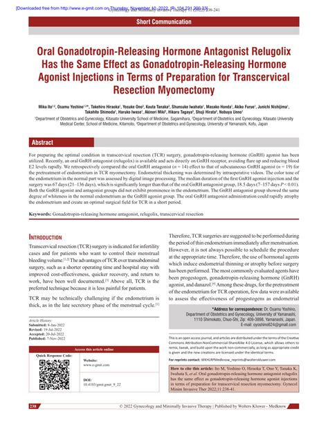 Pdf Oral Gonadotropin Releasing Hormone Antagonist Relugolix Has The Same Effect As
