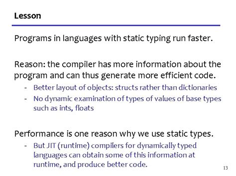 Lecture 17 Static Types Type Safety Static Vs