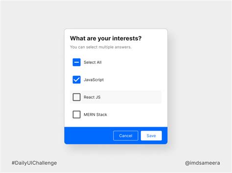 A Dropdown List With Checkboxes And Save And Cancel Button By Sameera
