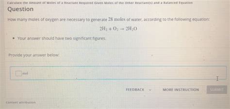 Solved Calculate The Amount Of Moles Of A Reactant Required Chegg Com