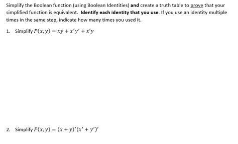 solved simplify the boolean function using boolean