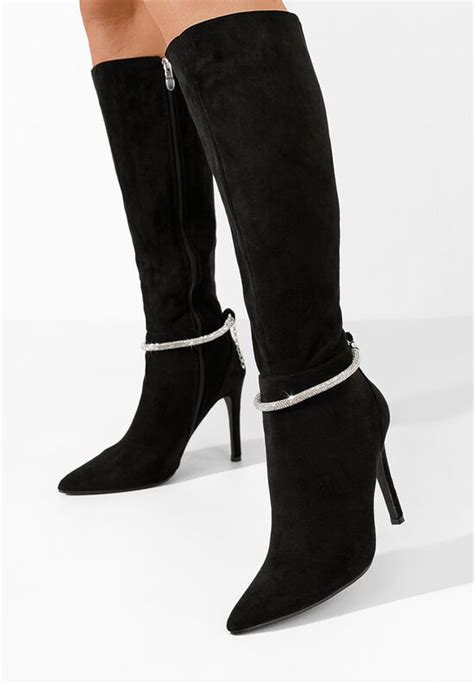 Cizme Cu Toc Subtire Piera Negre Zapatos