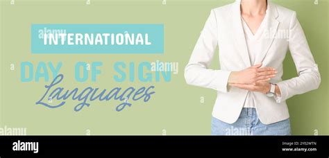 Banner For International Day Of Sign Languages With Young Deaf Mute