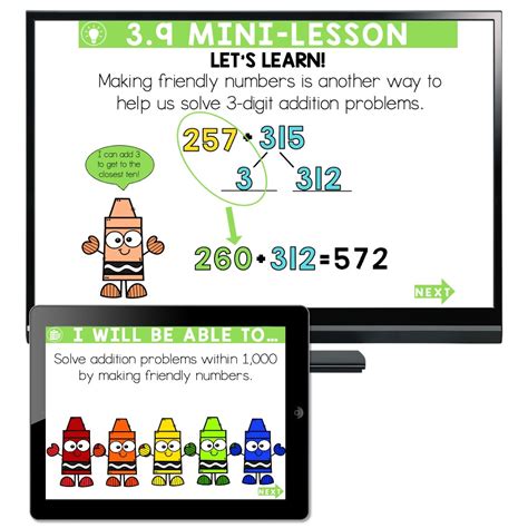 Lucky To Learn Math 3 Digit Addition Friendly Numbers Lesson 3 9 Teaching Slides Lucky