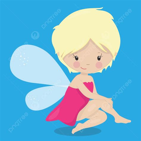 금발의 벡터 일러스트 레이 션에 앉아 요정 만화 벡터 삽화 Png 일러스트 및 벡터 에 대한 무료 다운로드 Pngtree