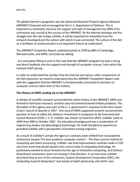 Arpanet Lecture Notes Module 3 The Global Internets Progenitor Was The Advanced Research