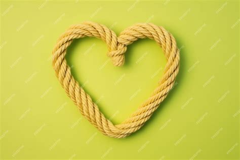 Premium Ai Image Heart Made Rope Green Background Cord Cable String