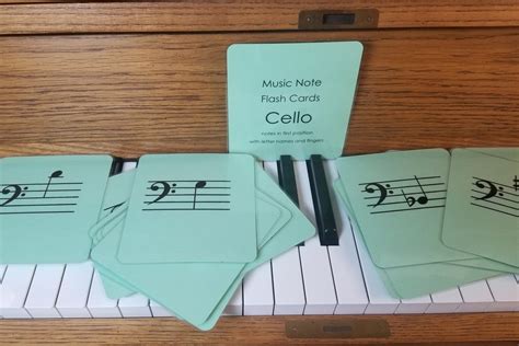 Cello Music Note Flash Cards Bass Clef Regular And Travel Size Etsy