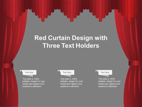 Red Curtain Design With Three Text Holders Ppt Powerpoint Presentation