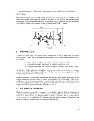 IMPLEMENTATION OF LOW POWER ADIABATIC SRAM PDF Chemistry Science