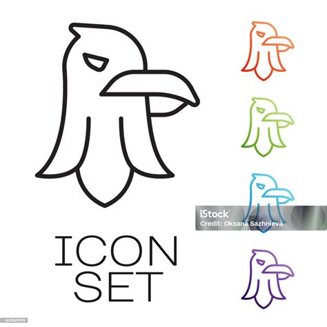 검은색 선 독수리 아이콘은 흰색 배경에 분리되어 있습니다 미국 대통령의 상징 아이콘을 화려하게 설정합니다 벡터 갈고리 발톱에 대한 스톡 벡터 아트 및 기타 이미지 Istock