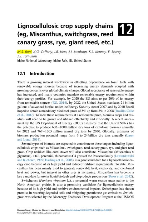 Pdf Biomass Supply Chains For Bioenergy And Biorefining