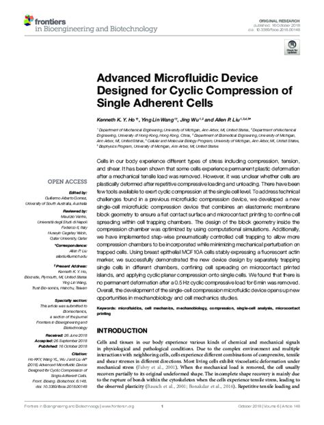 Pdf Advanced Microfluidic Device Designed For Cyclic Compression Of