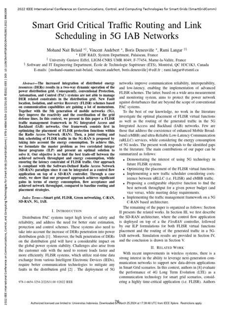 Smartgridcriticaltrafficroutingandlinkschedulingin5giabnetworks Pdf Computer