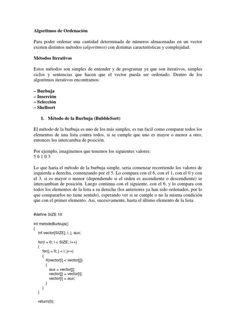 Algoritmos De Ordenación Iterativos Pdf Matemáticas Discretas