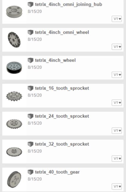 Ftc Tetrix Parts Organized 2020 3d Cad Model Library Grabcad