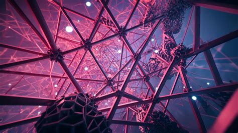 Futuristic Triangular Lattice With Digital Spheres Free Stock Video