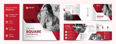 크리에이 티브 비즈니스 스퀘어 Trifold 브로셔 템플릿 디자인 프리미엄 벡터