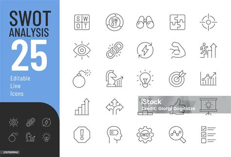Swot Analysis Editable Icons Set Stock Illustration Download Image