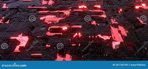 Futuristic Digital Glowing Circuit Board Stock Illustration Illustration Of Internet Tracery